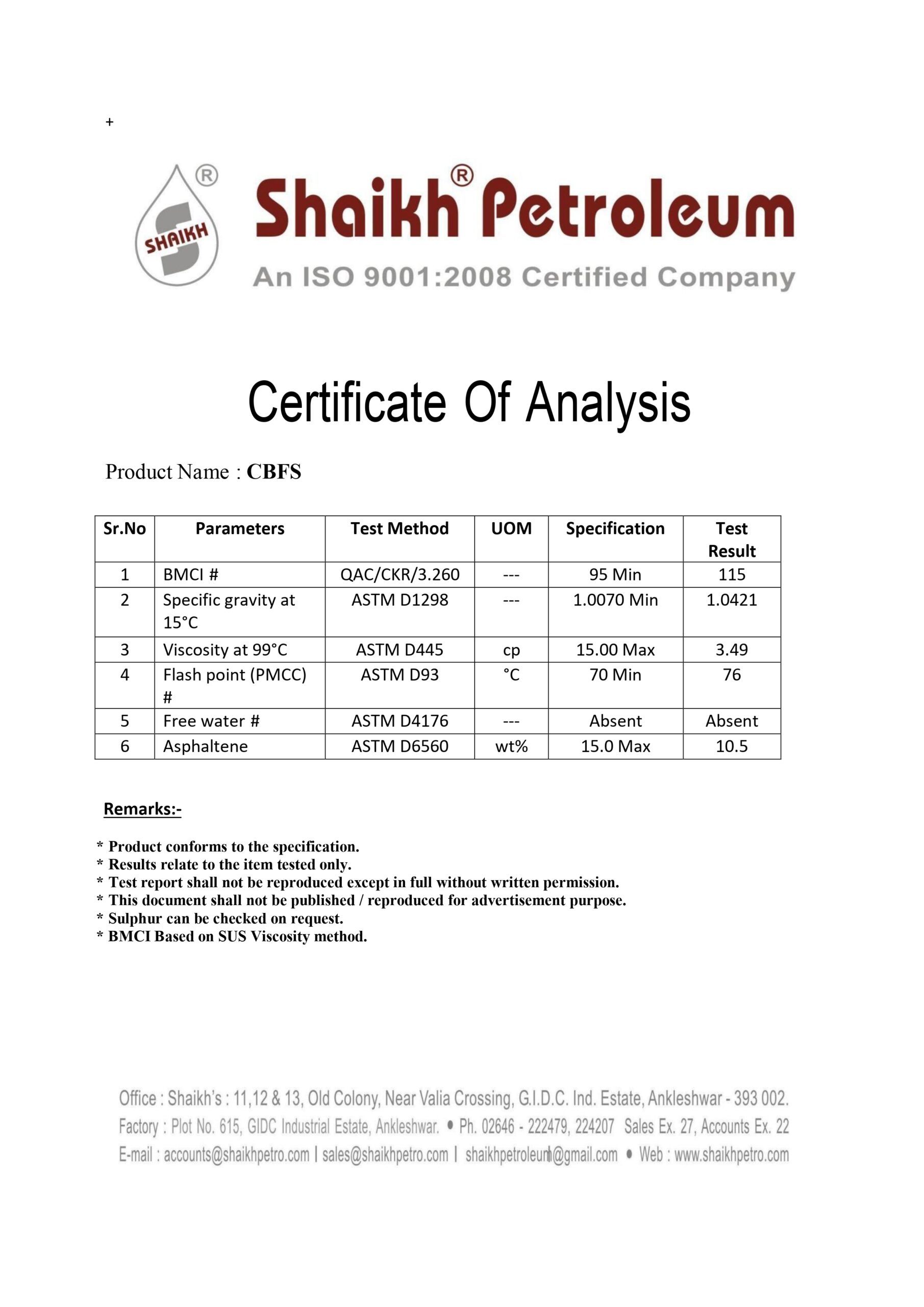 CBFS - Shaikh Petroleum
